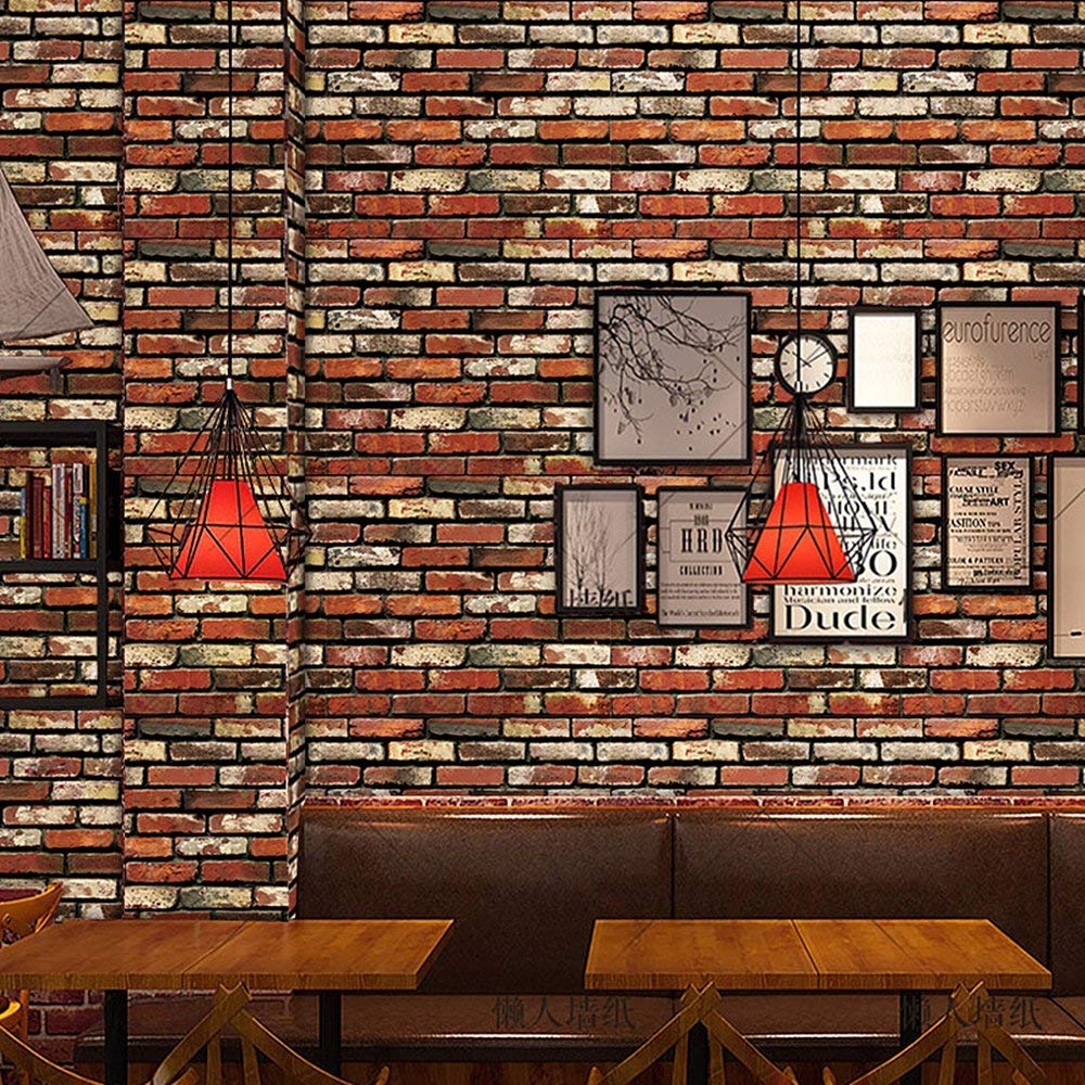 Buy Jaasmo Royals Self-Adhesive Wallpaper Rust Red Brown Brick Contact ...