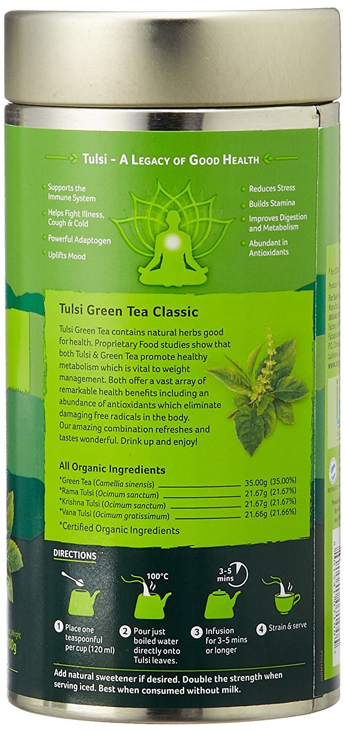 Buy Organic India Tulsi Green Tea Classic 100 GM Tin- (Pack Of 2 ...