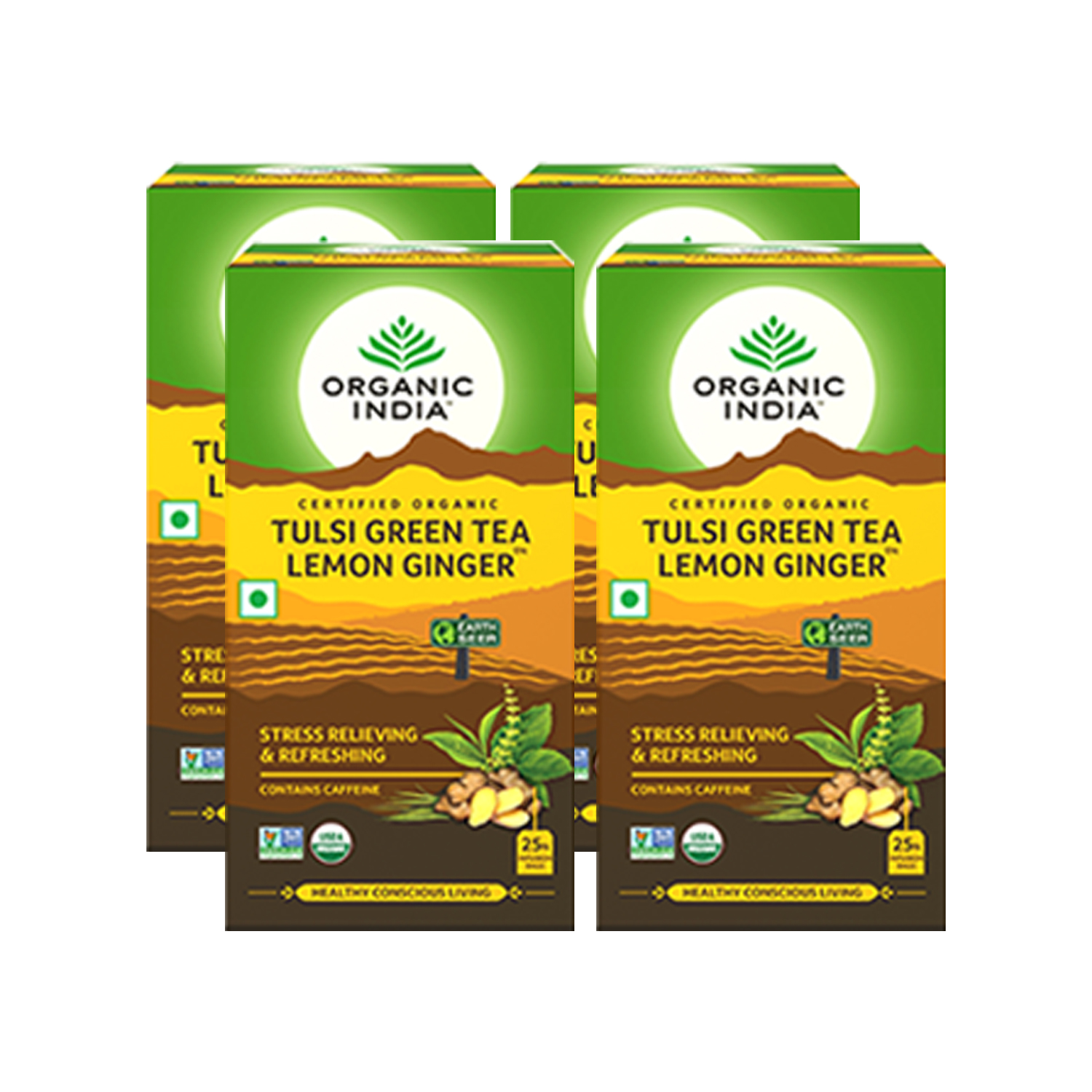 Buy Organic India Tulsi Green Tea Lemon Ginger 25 Tea Bags- (Pack Of 4 ...