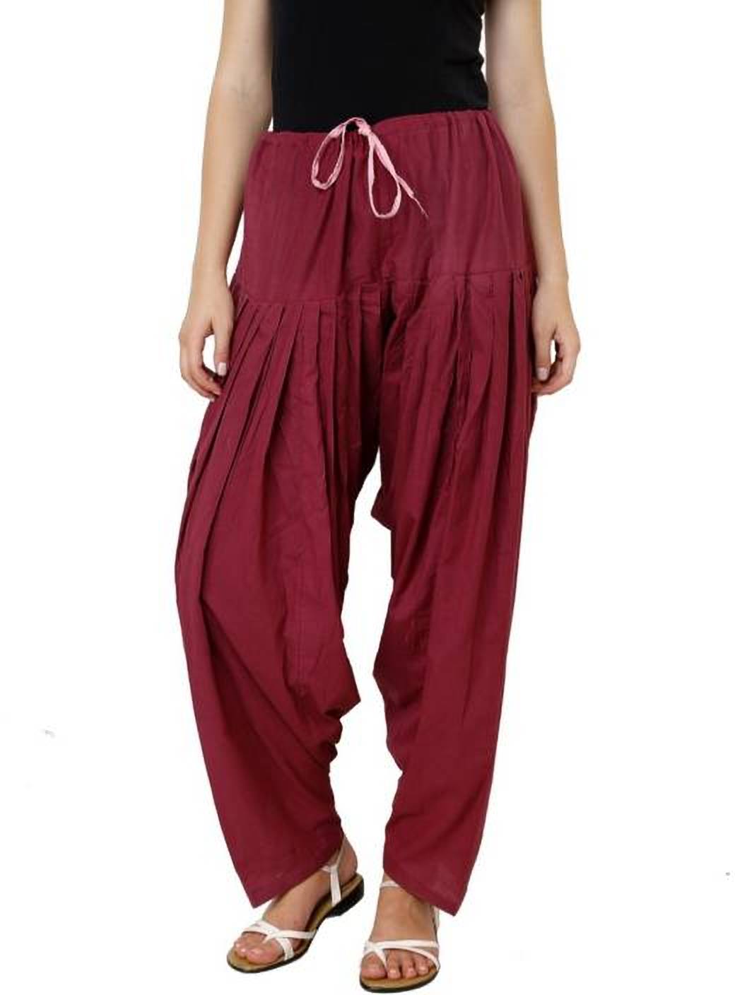 Buy Semi Patiala Punjabi Salwar by Quinize for Girls - Free Size , Wine ...