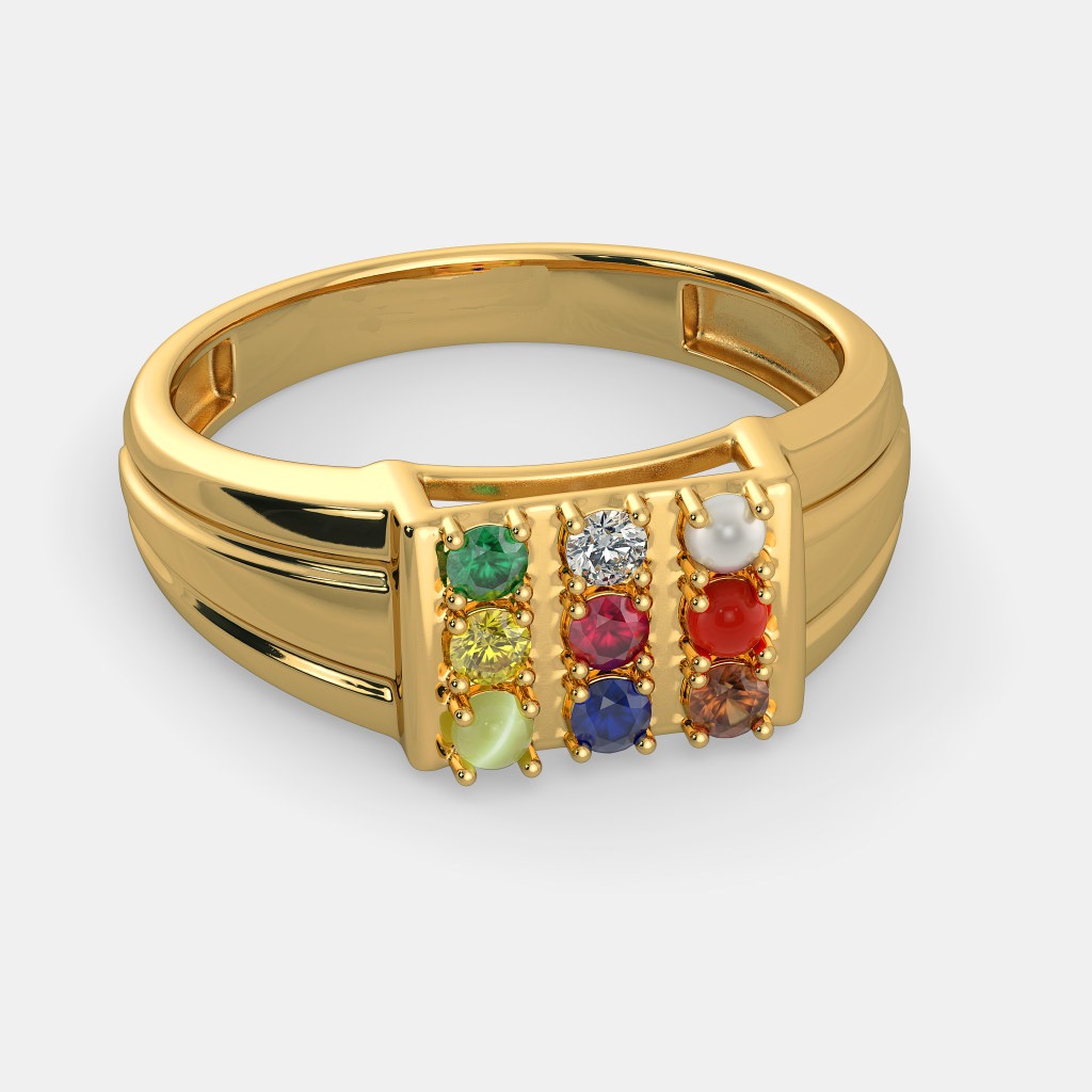 Buy Natural Navgrah / Navratna Ring gold plated original nine gems ring ...