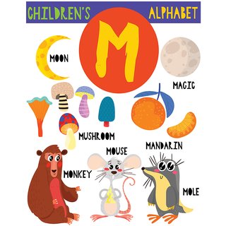 Buy children M alphabet chart Alphabets and numbers wall sticker paper ...