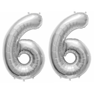 Buy Stylewell Solid Silver Color 2 Digit Number (66) 3d Foil Balloon ...
