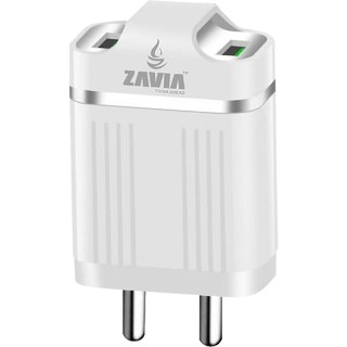 Buy Zavia Zv-1007 Dual Usb 2.4 Amp Wall Charger (White) Micro Usb Data ...