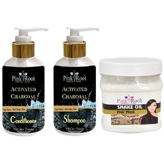 Buy Pink Root Activated Charcoal Shampoo, Conditioner with Snake Oil ...
