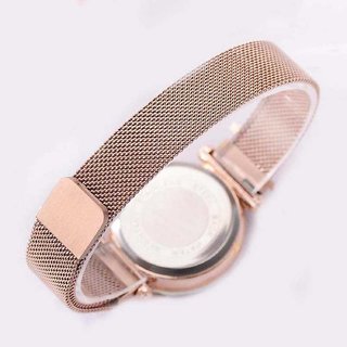 Buy HRV New Fashion 2020 Round Black Dial Metal Rose Gold Strap Watch ...