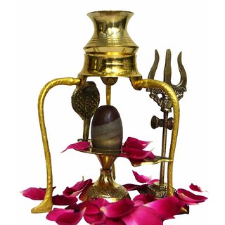 Buy Narmadeshwar Shiva Ling/Shivling with Brass Jalahari Yoni Stand ...