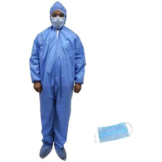 Buy Body Safe Full Body Coverall Hood Cap And Shoe Cover 90 GSM PPE ...