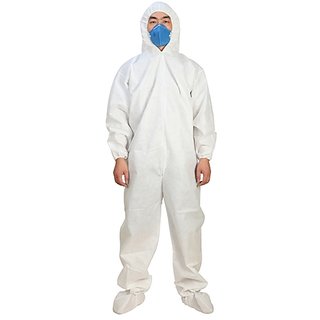 Buy Body Safe Disposal Safety Coverall With Shoe Cover 90 GSM PPE Suit ...