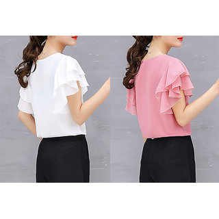 Buy Vivient Women White And Pink Moti Top Combo Online - Get 74% Off
