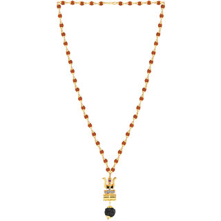 Buy Gold Plated Load Shiva Trishul Locket with Rudraksha Mala for Men ...