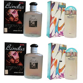 Buy Riya Bindas and Melody Perfume 100ml Each Pack of 4 Online @ ₹1140 ...