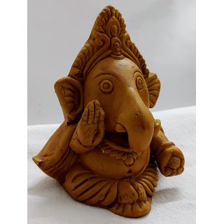 Buy Mukherjee Handicrafts Ganpati Bappa Statue Sitting in Terracotta ...