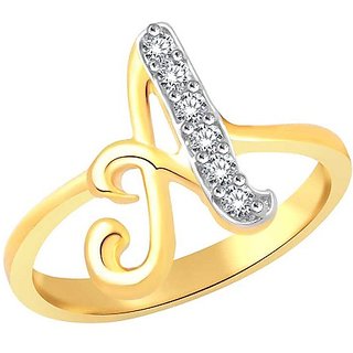 Buy Ratan Bazaar - gold plated Alphabet beautiful american diamond ring ...