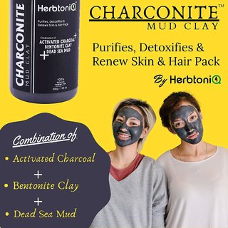 Buy HerbtoniQ Charconite Mud Clay Purifies, Detoxifies And Renews Skin ...