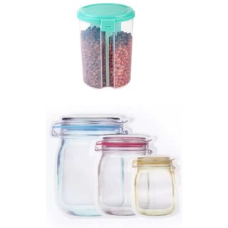 Buy SBJS New 3 Section Plastic Container and bottle shape pouch combo ...
