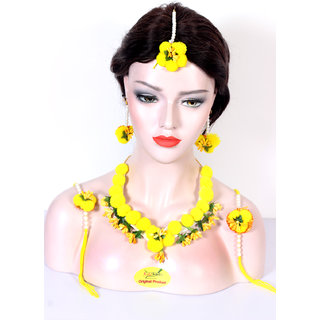 Buy Artificial Flower Haldi Jewelry Set For Women Floral Mehndi/Haldi ...