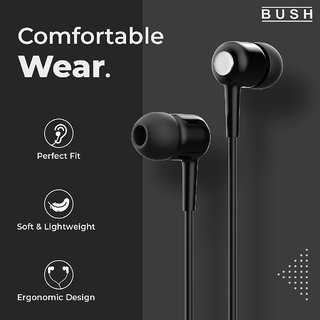 Buy BUSH Wired Stereo Earphones with In-Built Mic, Dynamic Drivers ...