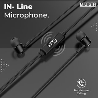 Buy BUSH Wired Stereo Earphones with In-Built Mic, Dynamic Drivers ...