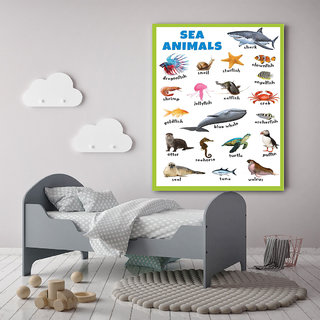 Buy Sea Animals - Thick Laminated Primary Chart Wall Sticker For Living ...