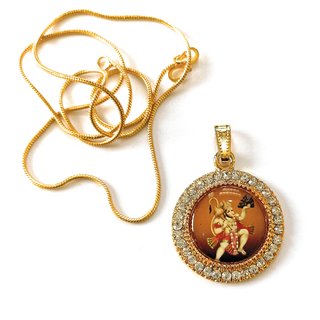 Buy 24 ct Gold Plated Hanuman Ji Locket With Golden Chain Online - Get ...