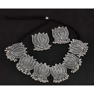 Buy Threadstone German Silver Oxidised Jewellery Set Traditional Choker ...