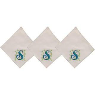 Buy SAE Elegantly Embroidered Letter- S Cotton Hand Kerchief Pack of 3 ...