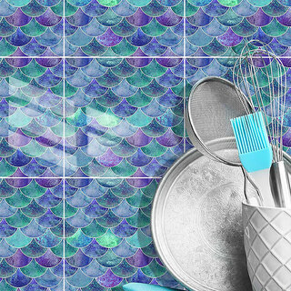 Buy JAAMSO ROYALS 3D Tile Wall Decals Dark Blue Hyun-chae Fish Scale ...