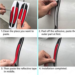 Buy Reflective Car Door Edge Guard Stickers (Pack of 4, Carbon Black ...