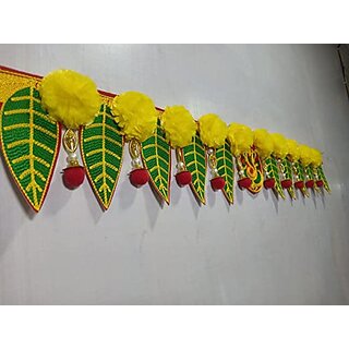 Buy HANDICRAFT Ganesh pan Toran With Artificial Yellow Marigold Flower ...