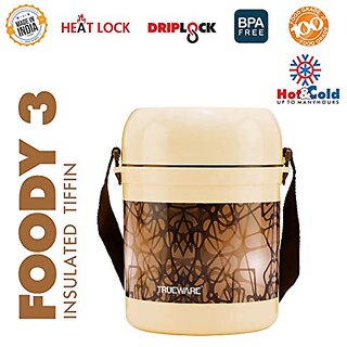 Buy Trueware Foody 3 Lunch Box 3 Plastic Containers Tiffin Insulated ...