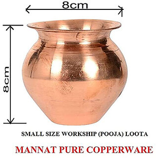 Buy Mannat Pure Copper Small Lota 150ml Pooja Lota (Kalash) for Temple ...