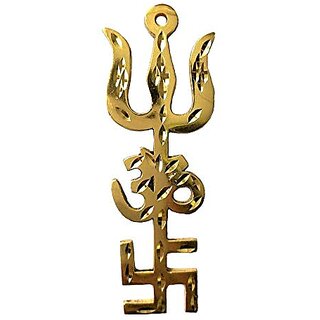 Buy Astroghar Brass Tri Shakti Yantra Power Symbol for Protection and ...