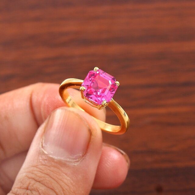 Buy Pink sapphire Stone Ring Natural Lab Certified for unisex Stone Sapphire Gold Plated Ring Online Get 59 Off