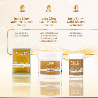 Buy VLCC Insta Glow Gold Bleach -30 g Gold Single Facial Kit -60 g ...
