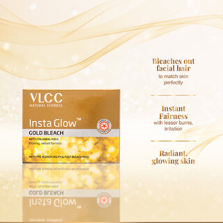 Buy VLCC Insta Glow Gold Bleach -30 g Gold Single Facial Kit -60 g ...