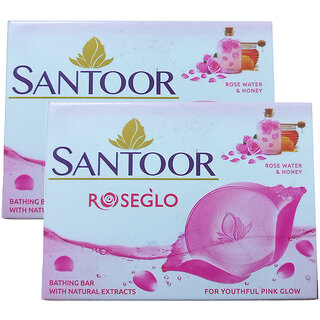 Buy Santoor Roseglo With Rose Water And Honey Bar 125gm Pack Of 2 ...