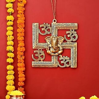 Buy Royalstuffs 12 Inch Om Swastik Ganesha Wall Hanging Swastik Symbol ...
