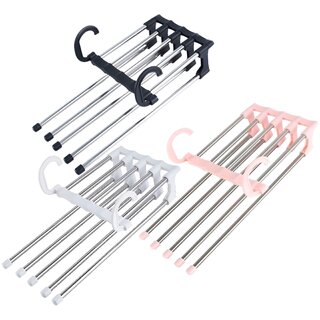 Buy Aseenaa 5 in 1 Plastic Foldable Hangers for Clothes Hanging Multi ...