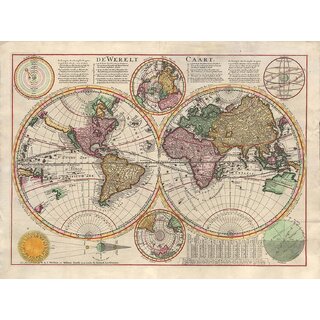 Buy Tallenge - Decorative Vintage World Map - De Werelt Caart - Cornelis Dankerts - 1645 - Small ...