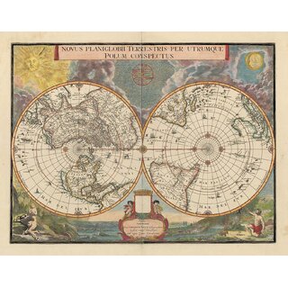 Buy Tallenge - Decorative Vintage World Map - Novus Planiglobii Terrestris - Blaeu & Valck ...