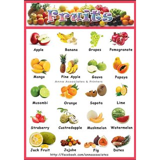 Buy A3 size children Learning colour Posters - Fruits 1+1(with without ...