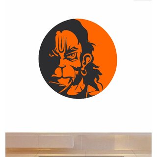 Buy wall dreams Hanuman Half Face Religious Black & orange Sticker ...