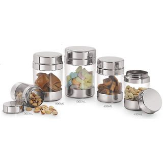Buy Neelam Stainless Steel See Through Jar set of 5pcs (300,450,600,800 ...