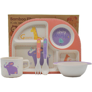 Buy Eco Friendly Bamboo Fibre Kids Feeding Set - Purple/Peach Online ...