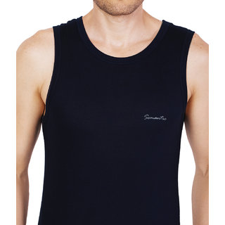 Buy Mens Navy Blue Color Gym Vest - 100% Cotton - Size S (Small) 70 to ...