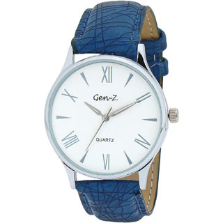 Buy Gen Z GENZ-SN-SLIM-0007 Signature white dial blue leather strap ...