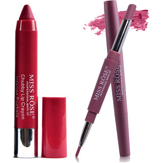 Buy MISS ROSE DOUBLE HEAD MATTE LOOK LIPSTICK WITH LIP LINER AND CHUBBY ...