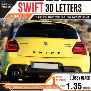 Buy CarMetics Swift 3D Letters for Maruti Suzuki Swift 2018 Glossy ...