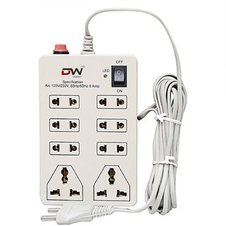 Buy 8+1 Mini Strip Extension Cord6 Amp 8 Universal Multi Plug Point ...